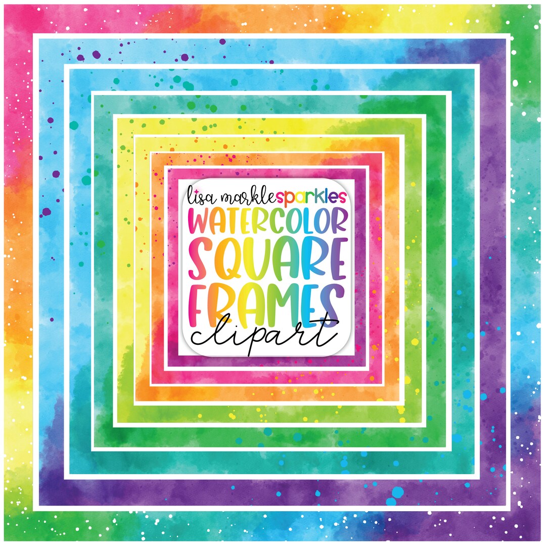 Watercolor Rainbow Square Frame Border Clipart PNG Image Watercolor ...