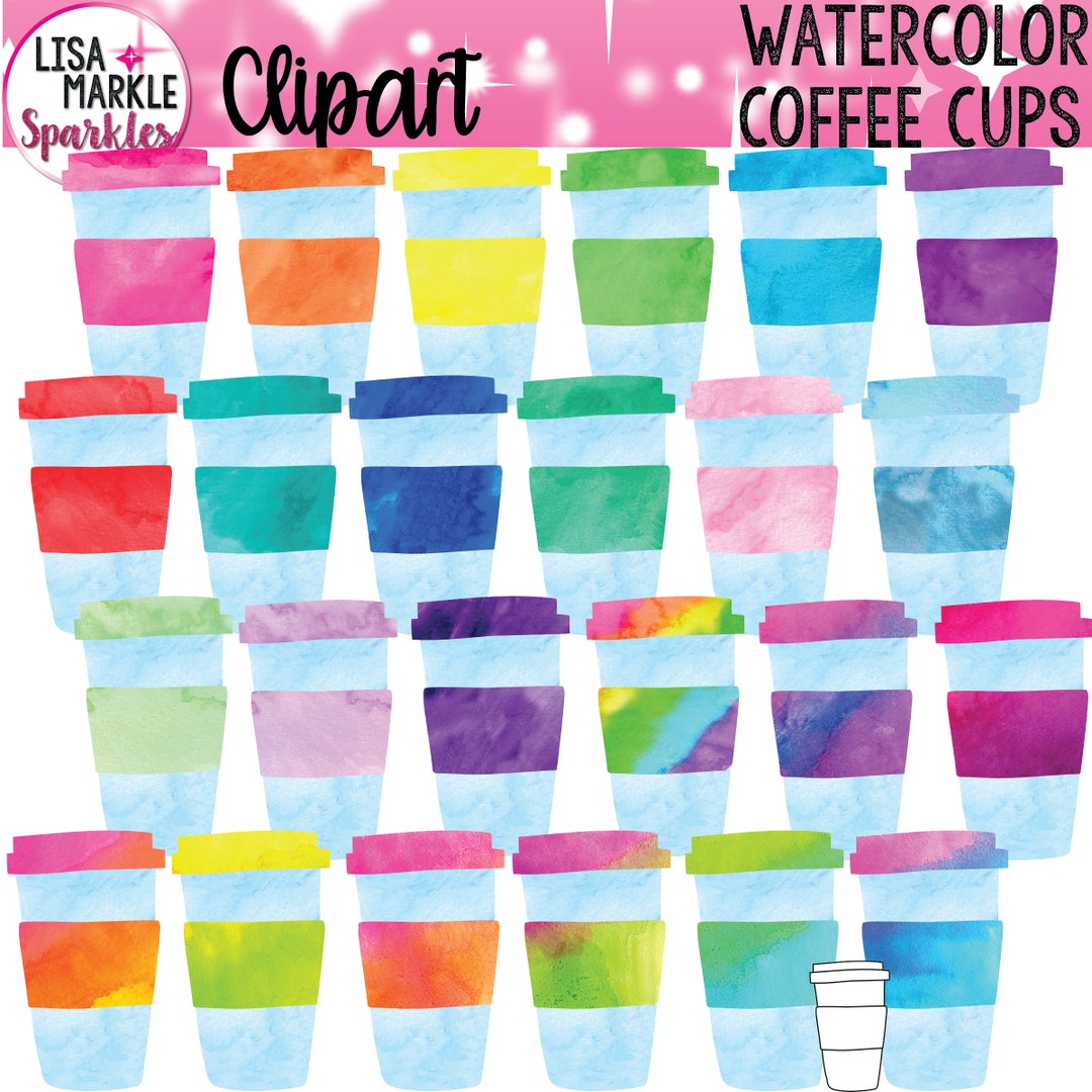Coffee Cup Clipart, Watercolor Coffee Cup Clipart - Etsy