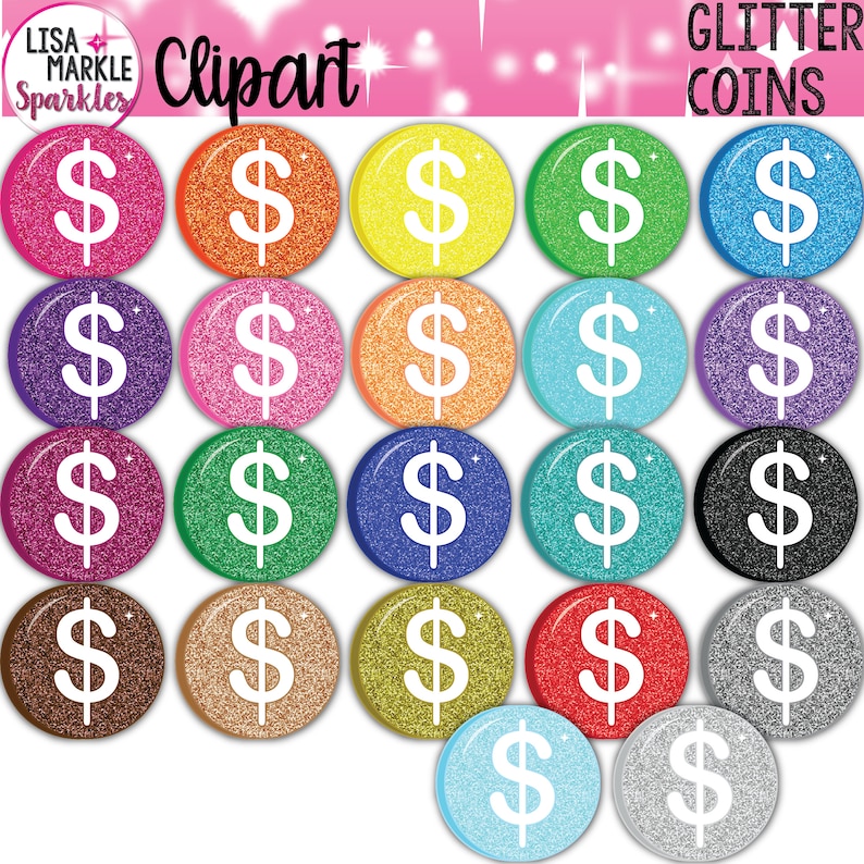 Money Clipart, Glitter Coin Clipart, Gold Coin Clipart - Etsy