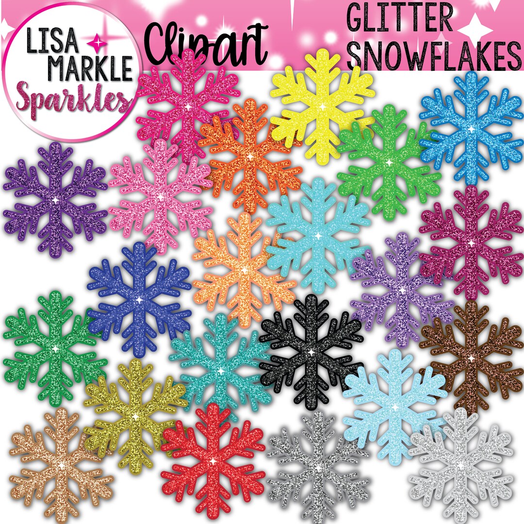 Snowflake Clipart, Glitter Snowflake Clipart, Snow Clipart, Winter ...