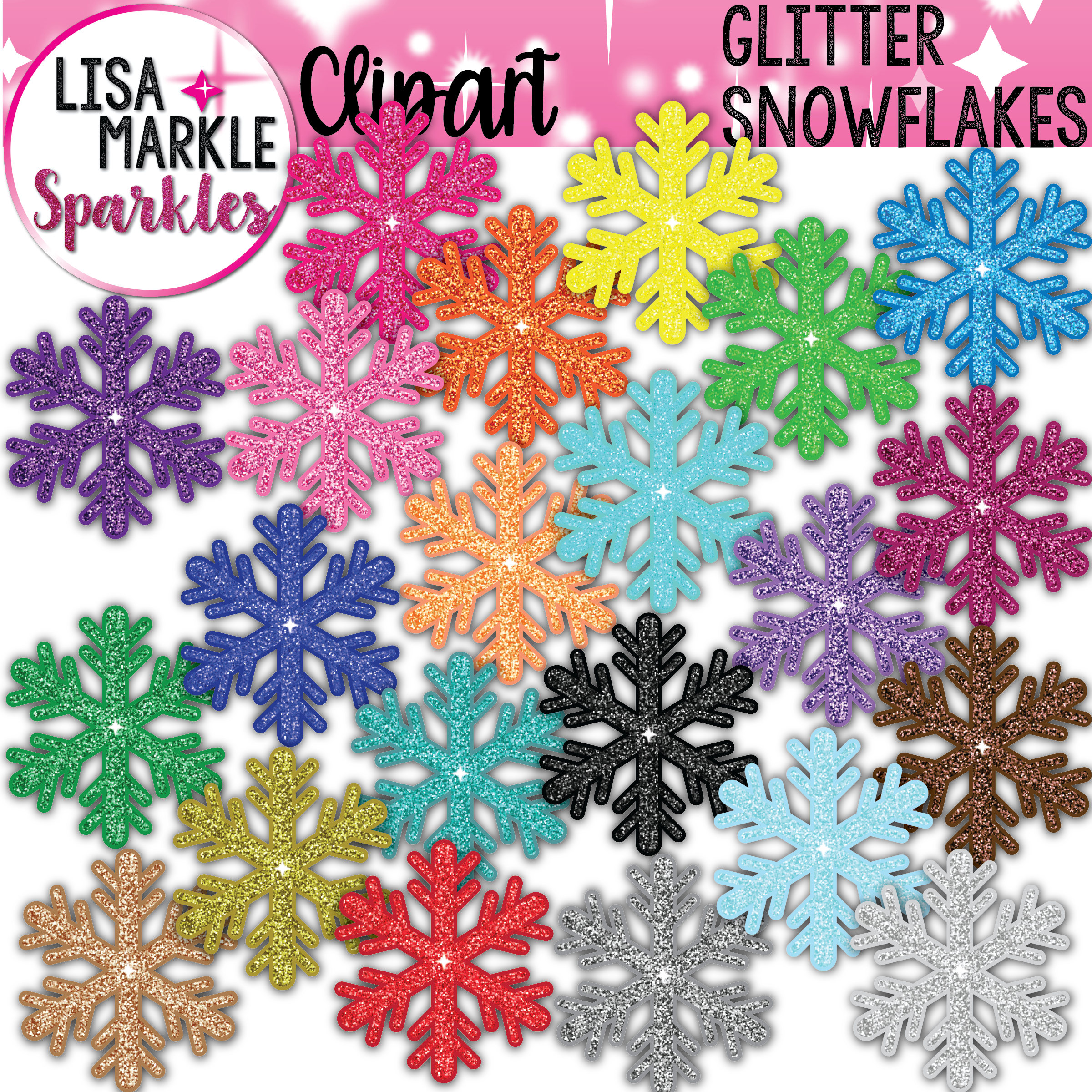 Snowflake Clipart Glitter SnowFlake Clipart Snow Clipart | Etsy