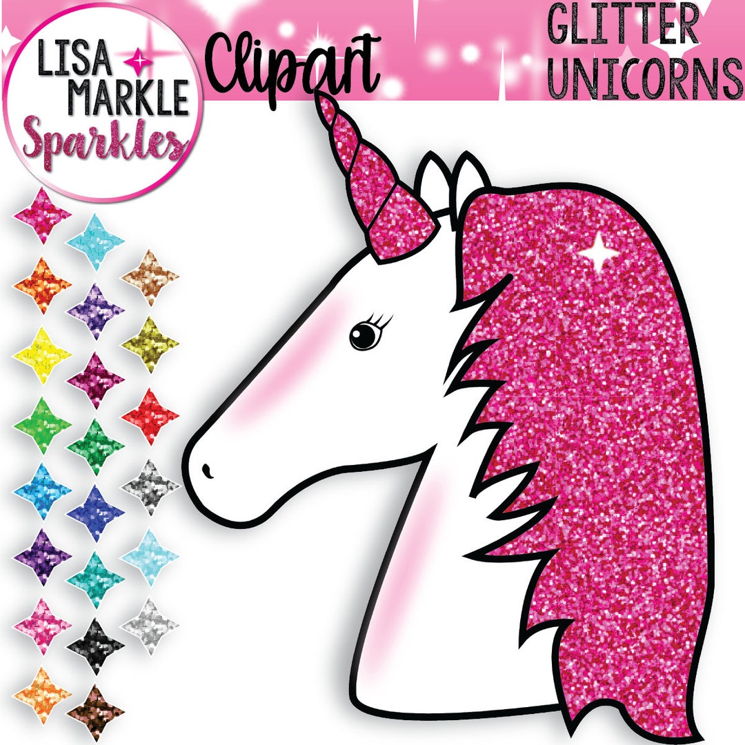 Unicorn Clipart, Glitter Clipart, Rainbow Clipart, Rainbow Unicorn ...