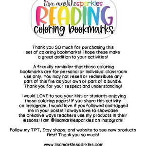 Reading Library Coloring Bookmarks to Color Printable PDF Digital ...