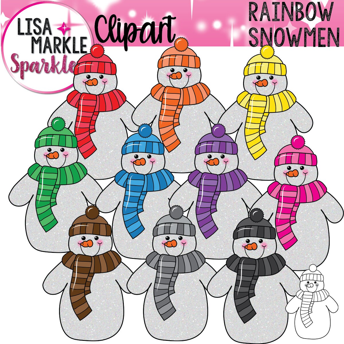Snowman Clipart Glitter Snowman Clipart Rainbow Snowman - Etsy Canada