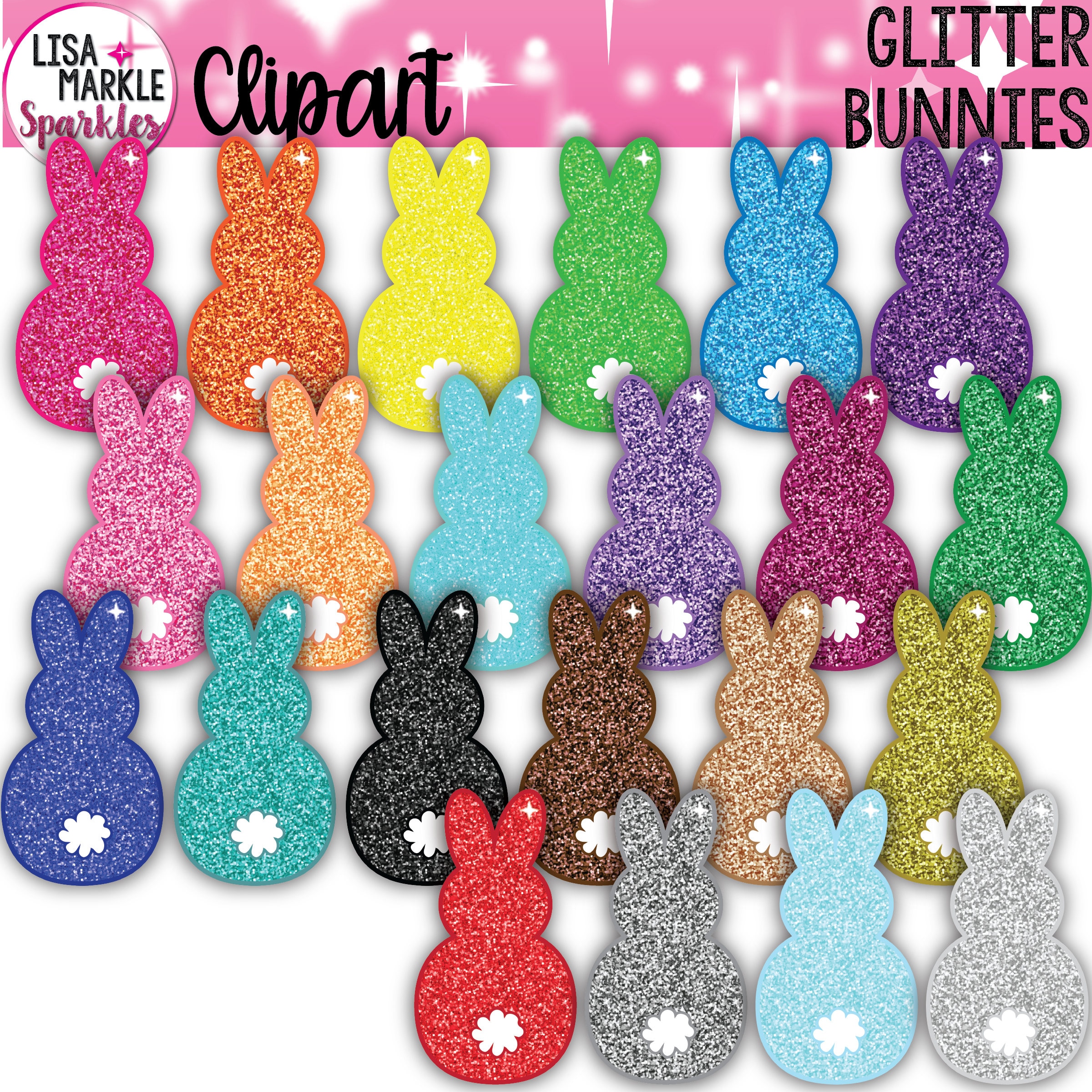 Easter Bunny Clipart, Glitter Easter Bunny Clipart, Peeps Bunny Clipart ...