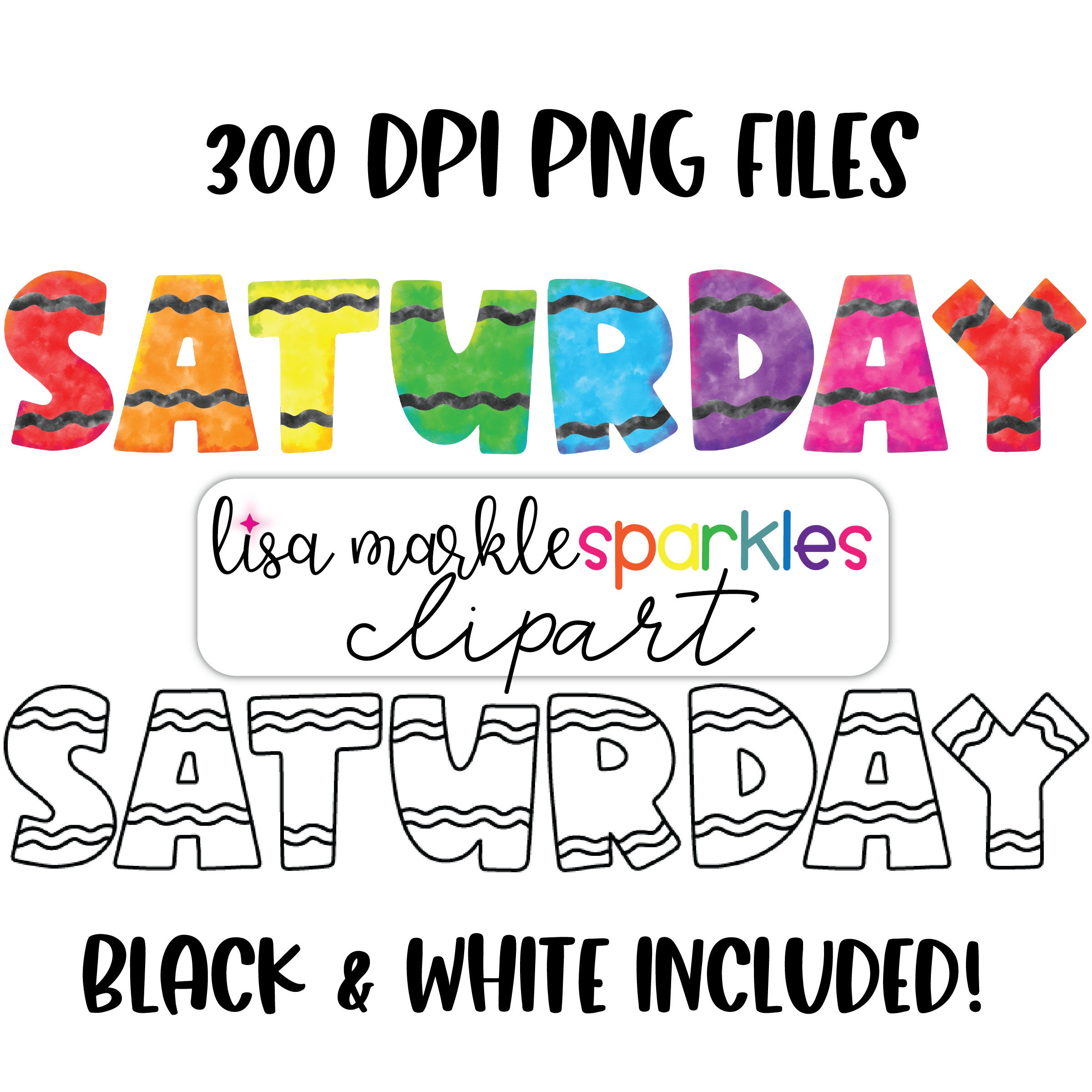 Watercolor Crayon Days of the Week Words Clipart Birthday - Etsy