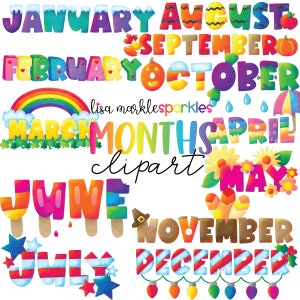 Watercolor Months of the Year Words Clipart Birthday Planner - Etsy UK