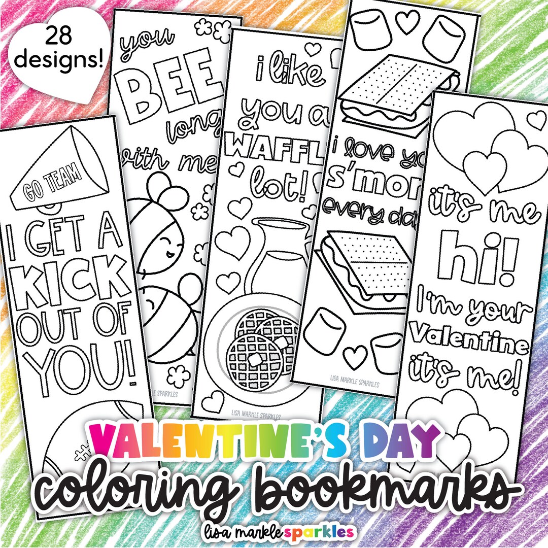 Valentine's Day Bookmarks to Color Coloring Activity Printable for Kids ...