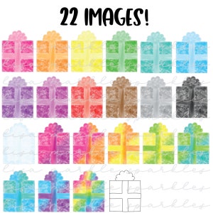 Watercolor Rainbow Birthday Gift Present Clipart Birthday Party ...