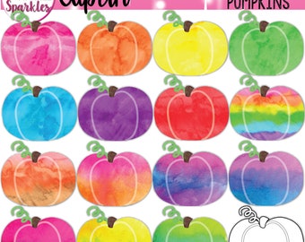 Rainbow Pumpkin Clipart, Pumpkin Clipart, Fall Clipart, Halloween ...