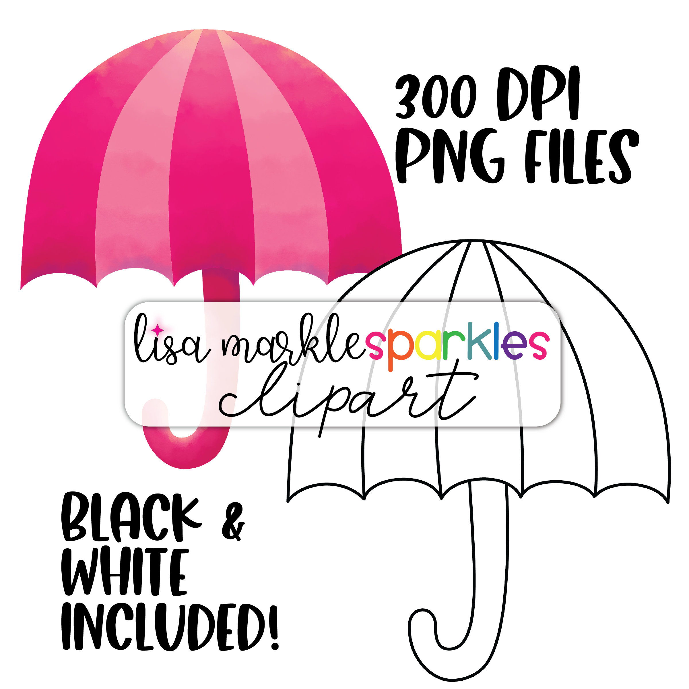 Umbrella Clipart Spring Watercolor Rainbow Rain Weather | Etsy