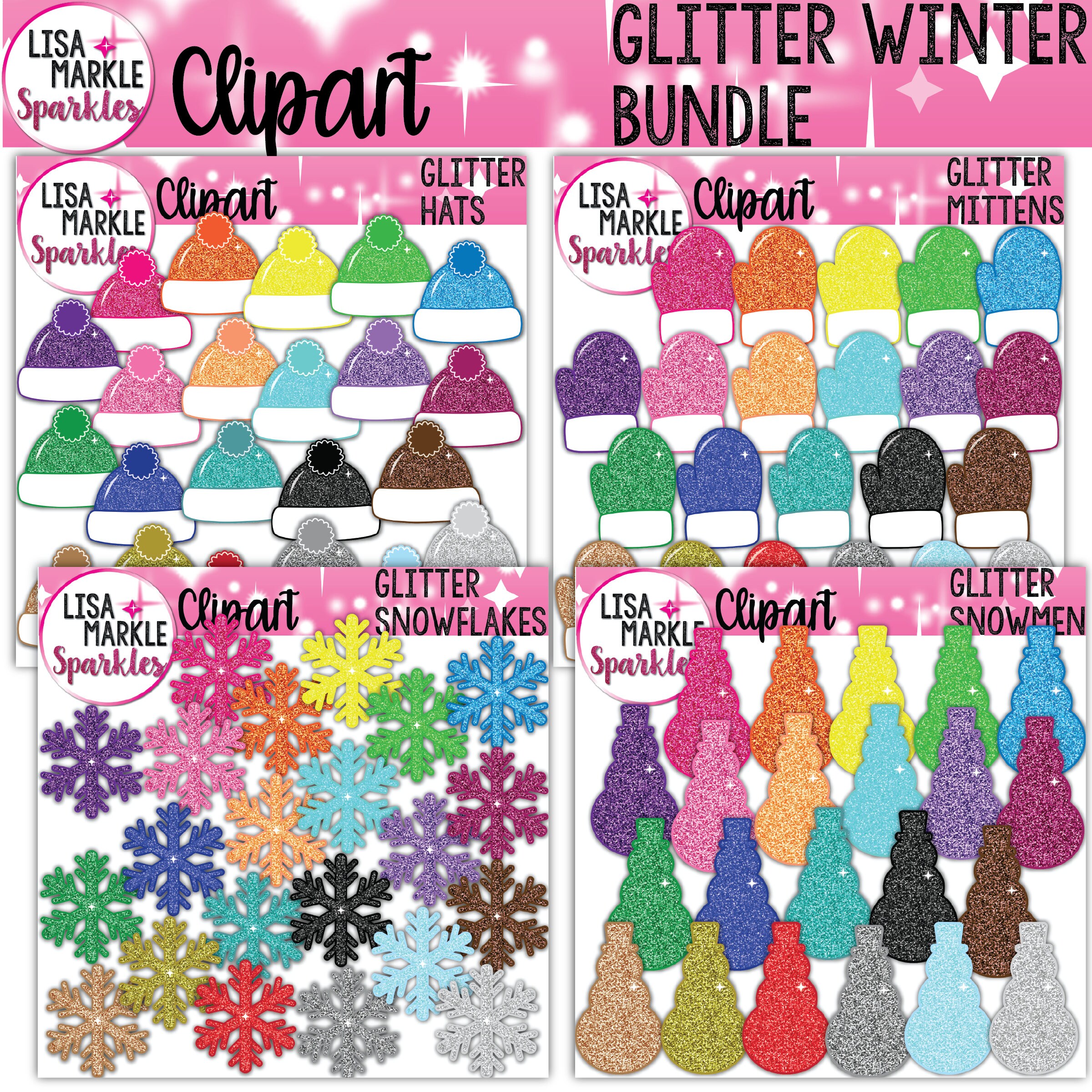 Snowman Clipart Mitten Clipart Hat Clipart Snowflake | Etsy