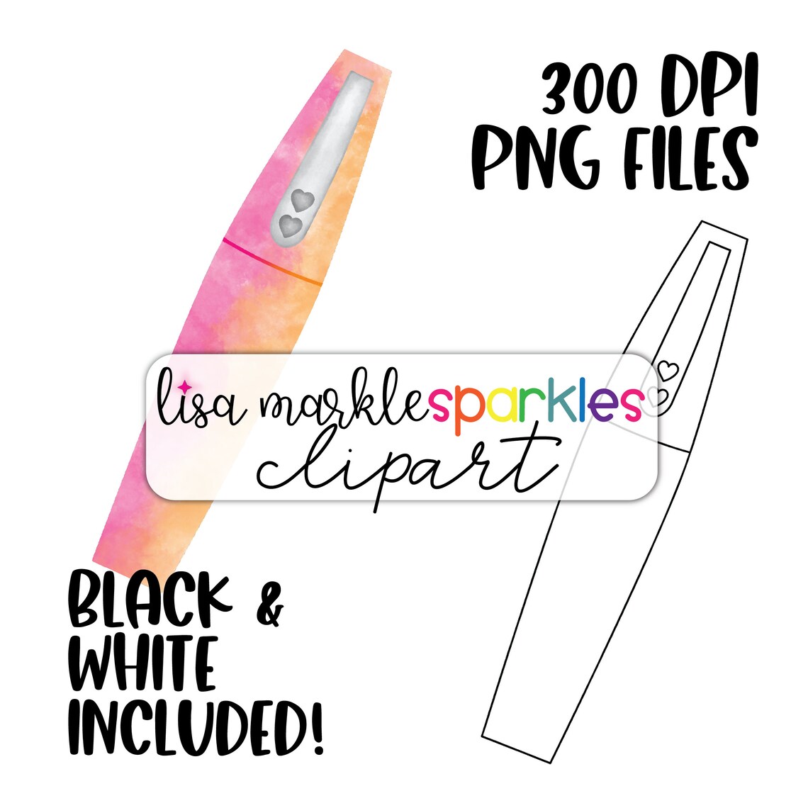 Watercolor Flair Pen Clipart PNG Image Office School Supplies Teacher ...