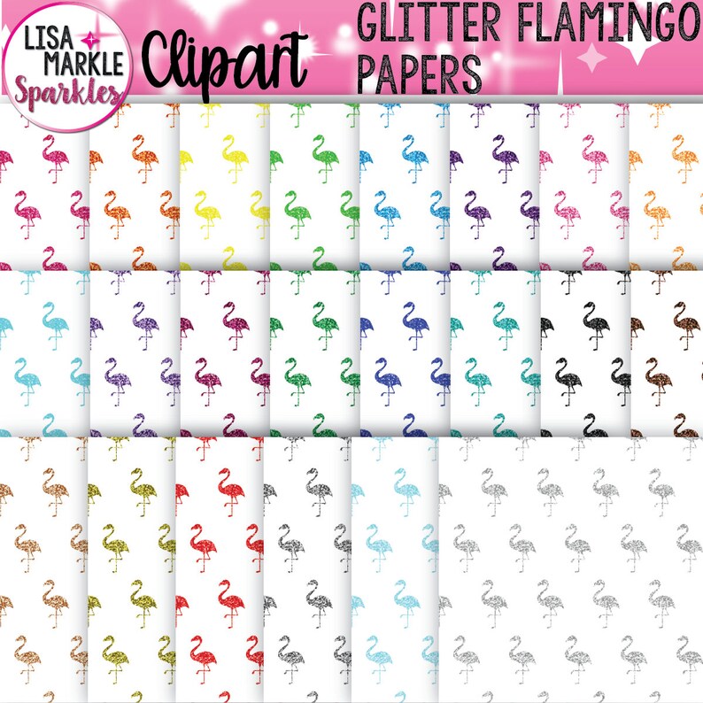 Flamingo Digital Paper, Glitter Flamingo Background - Etsy