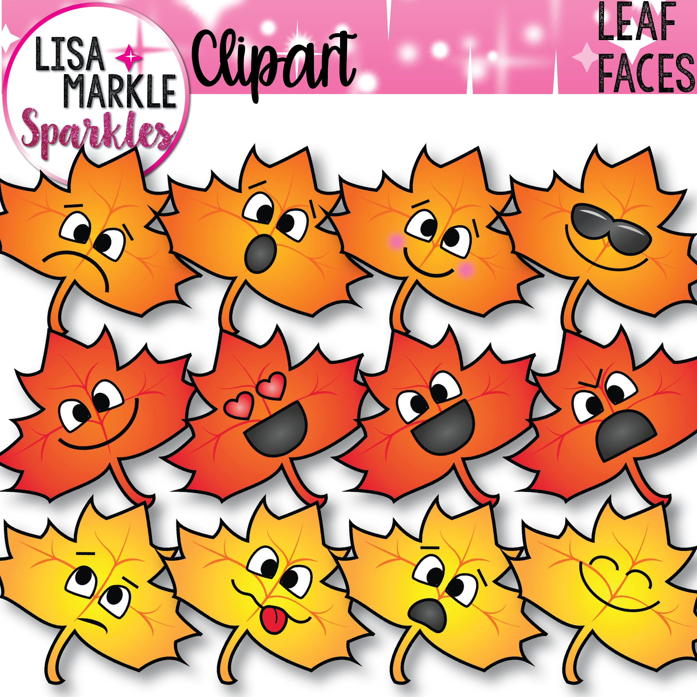 Emoji Clipart Emotions Clipart Leaf Clipart Fall Clipart | Etsy
