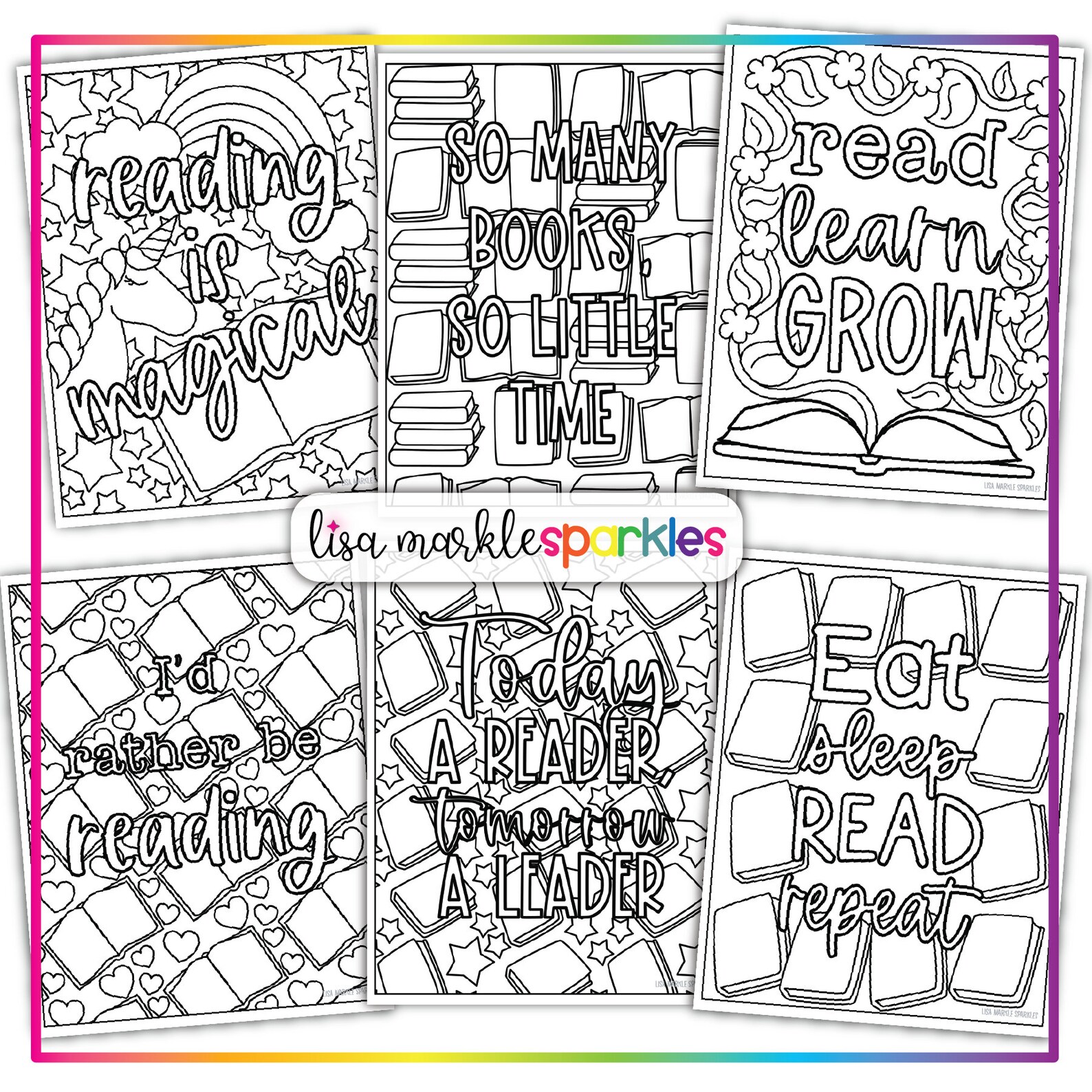 Reading Library Book Coloring Pages Printable PDF for Kids and Adults ...