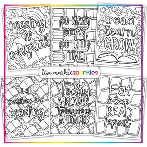 Reading Library Book Coloring Pages Printable PDF for Kids and Adults ...