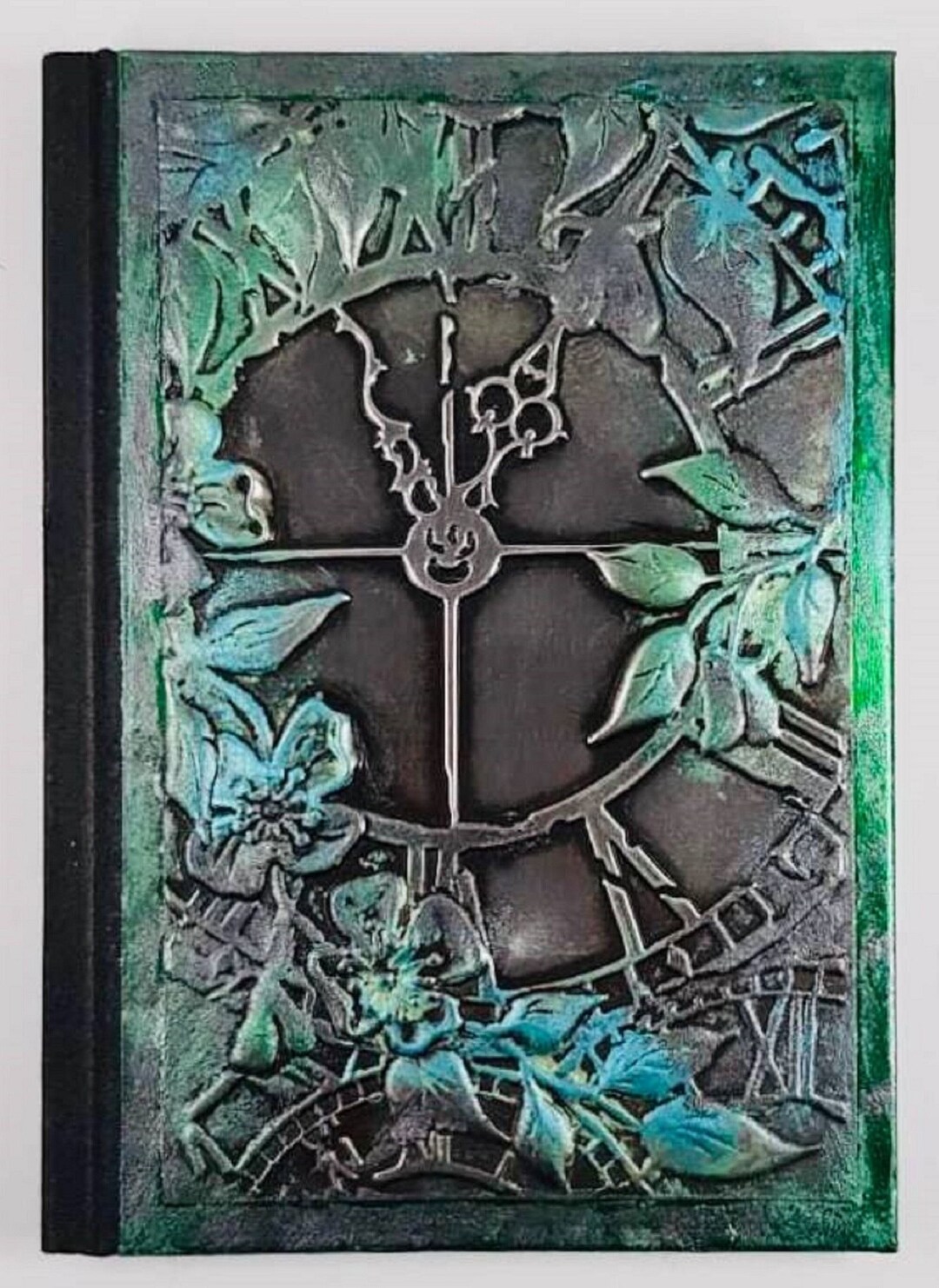 Hand Crafted, Embossed Pewter With Clock and Flowers, Size A6 - Etsy UK