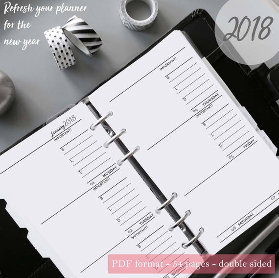 Printable Weekly Planner 2018 Week on 2 Pages Personal | Etsy