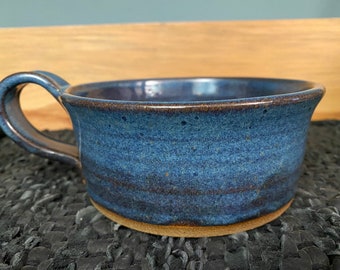 Light Rust and Floating Blue Pottery Soup Mug | Etsy
