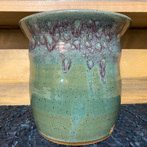 Spring Green Pottery Utensil Holder - Etsy