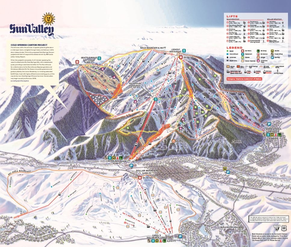 2018 SUN VALLEY Bald Mountain Ski Trail Map | Etsy