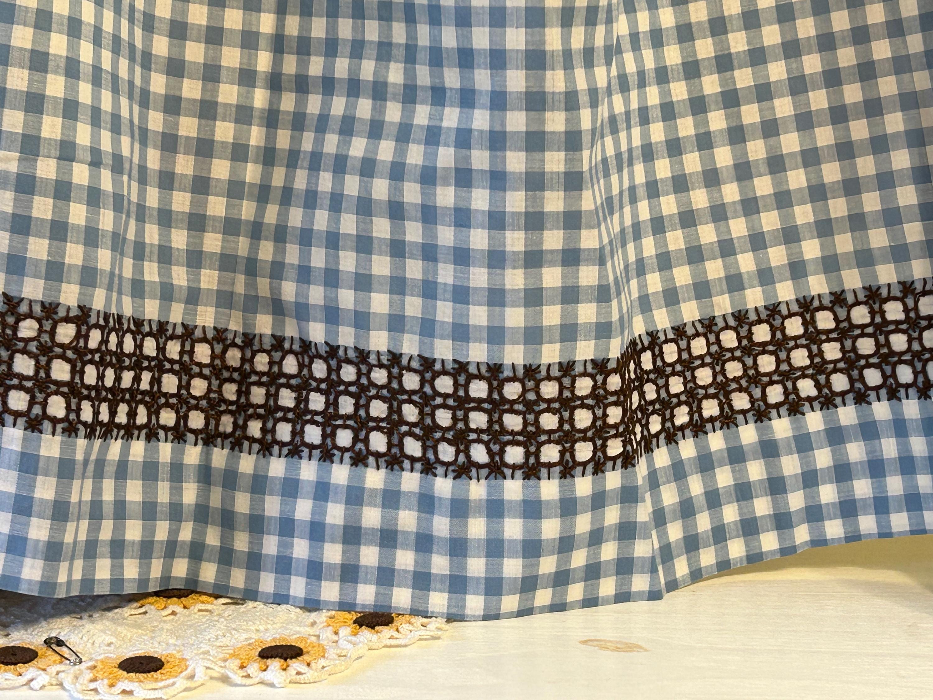 Pretty Blue Gingham Apron W/ Cross Stitch Detail, Vintage Linens - Etsy