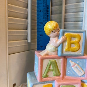 Stacked Baby Blocks Bank W/ Baby, Vintage Nursery Décor - Etsy