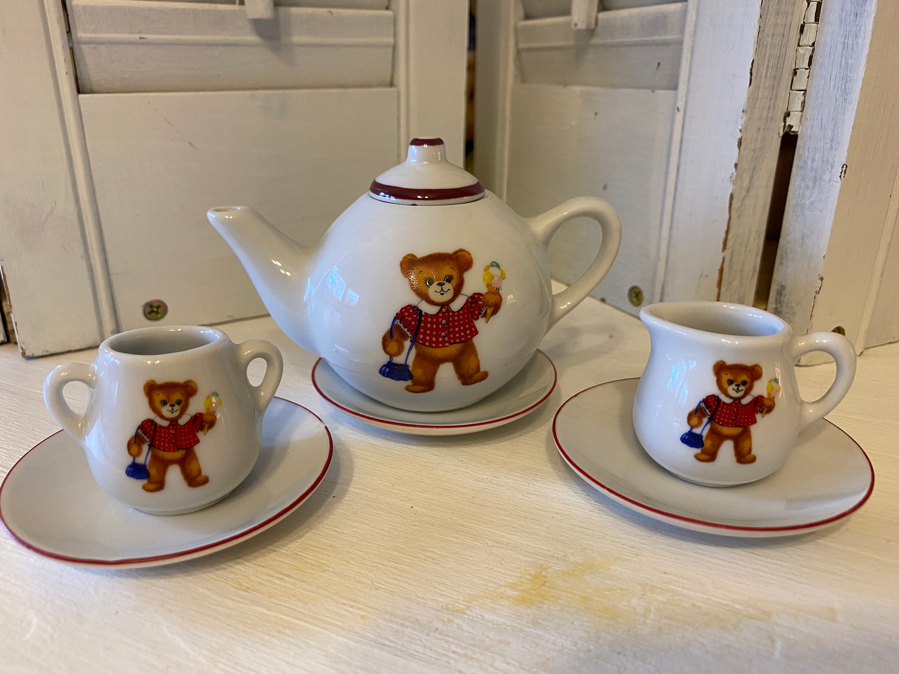 7 Piece Teddy Bear Theme Tea Set Vintage Nursery Décor - Etsy