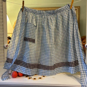 Pretty Blue Gingham Apron W/ Cross Stitch Detail, Vintage Linens - Etsy