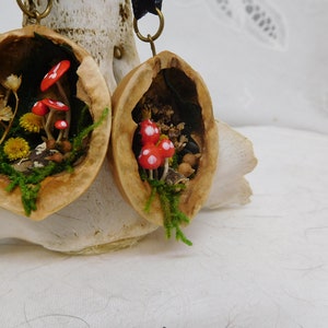 Walnut Shell Miniature With Mushrooms - Etsy