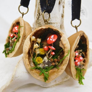 Walnut Shell Miniature With Mushrooms - Etsy