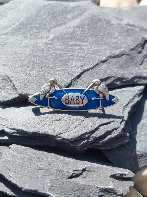 Sterling Silver Enamel Charles Horner Baby Brooch - Gem