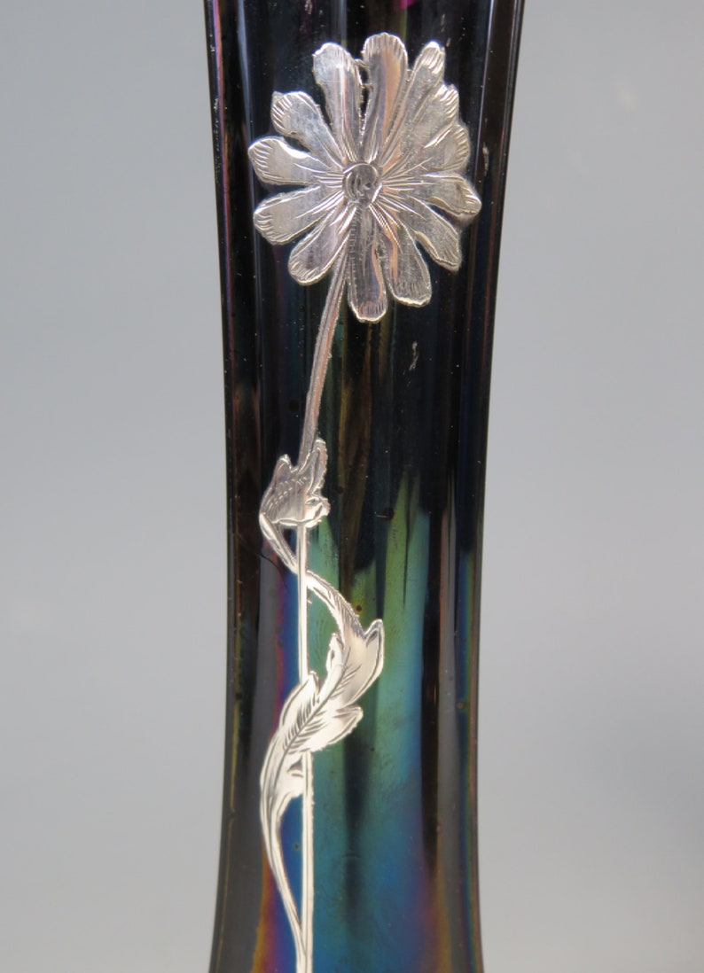 Antique Pair Loetz Glass Silver Overlay Rubin Matte Vases - Etsy