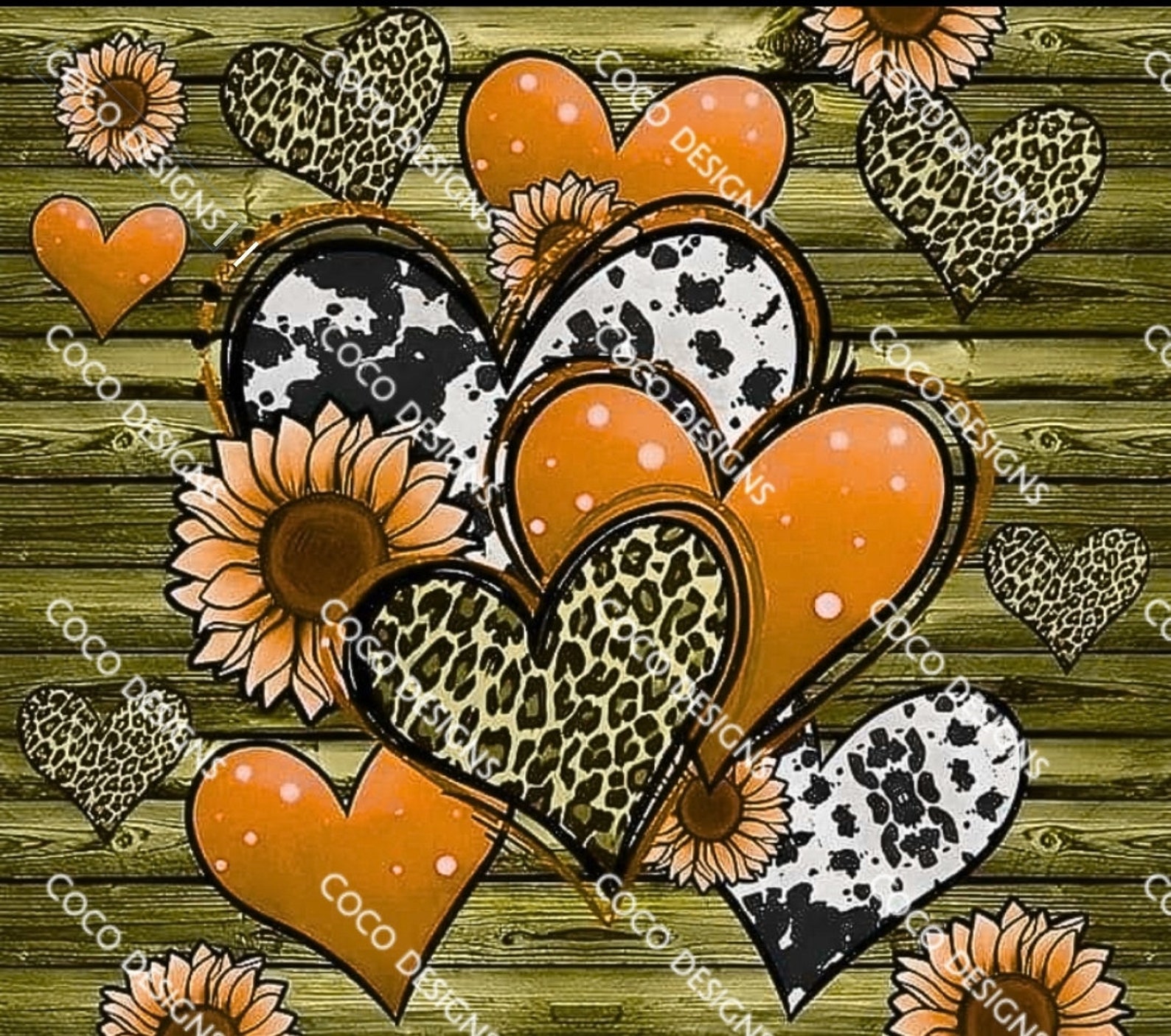 Set of 5 Different Color Heart Designs Digital File Tumbler Wraps PNG ...