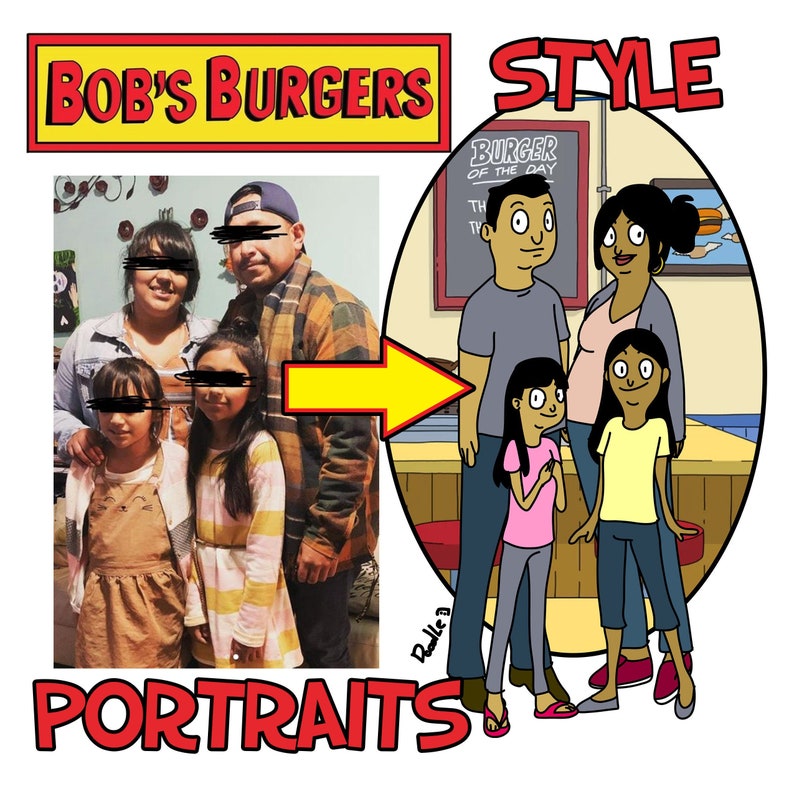 Bob's Burgers Custom Style Portraits , Family, Caricature, Cartoon ...