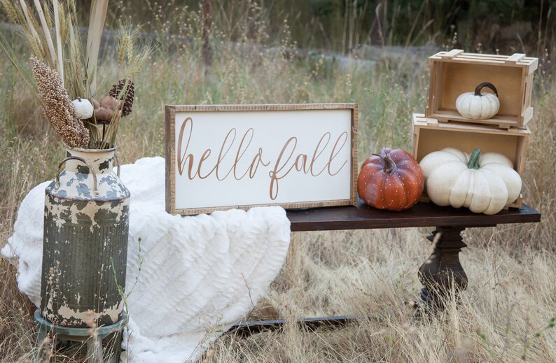 ROSE GOLD Hello Fall Wood Sign Fall Sign Fall Decor | Etsy