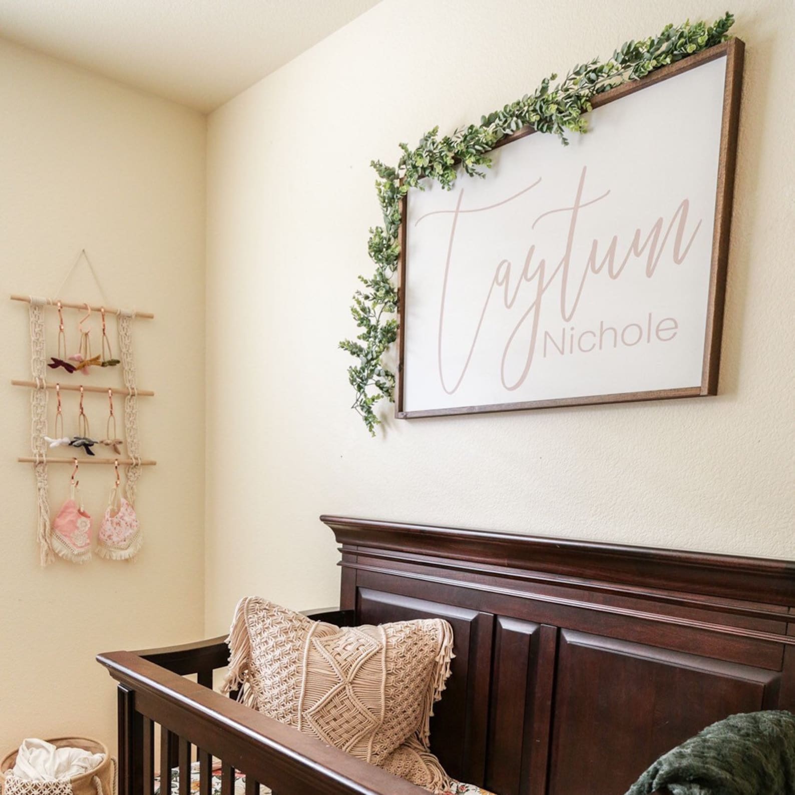 Custom Framed Wooden Nursery Sign | Name Sign | Baby Girl Name Decor ...