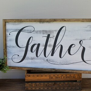 Extra Large Gather | White Gather Sign | Gather Wood Sign | Rustic ...