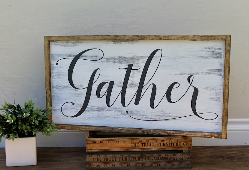 Extra Large Gather | White Gather Sign | Gather Wood Sign | Rustic ...