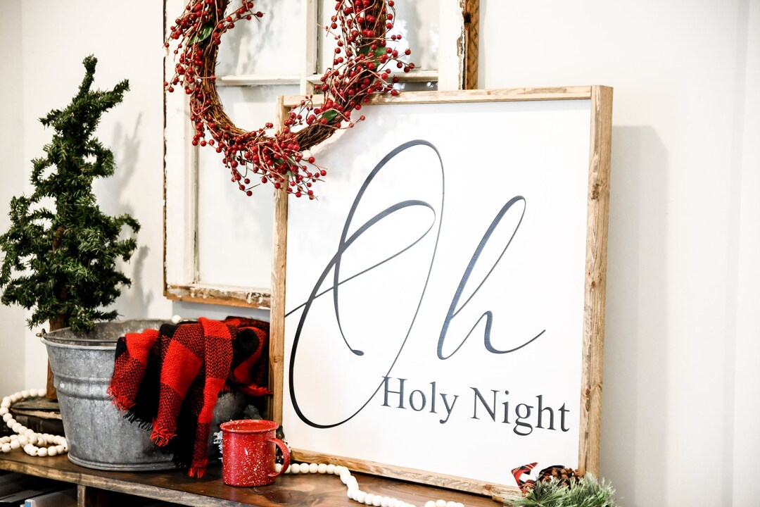 Oh Holy Night | Christmas Sign | Merry Christmas | Large White Sign ...