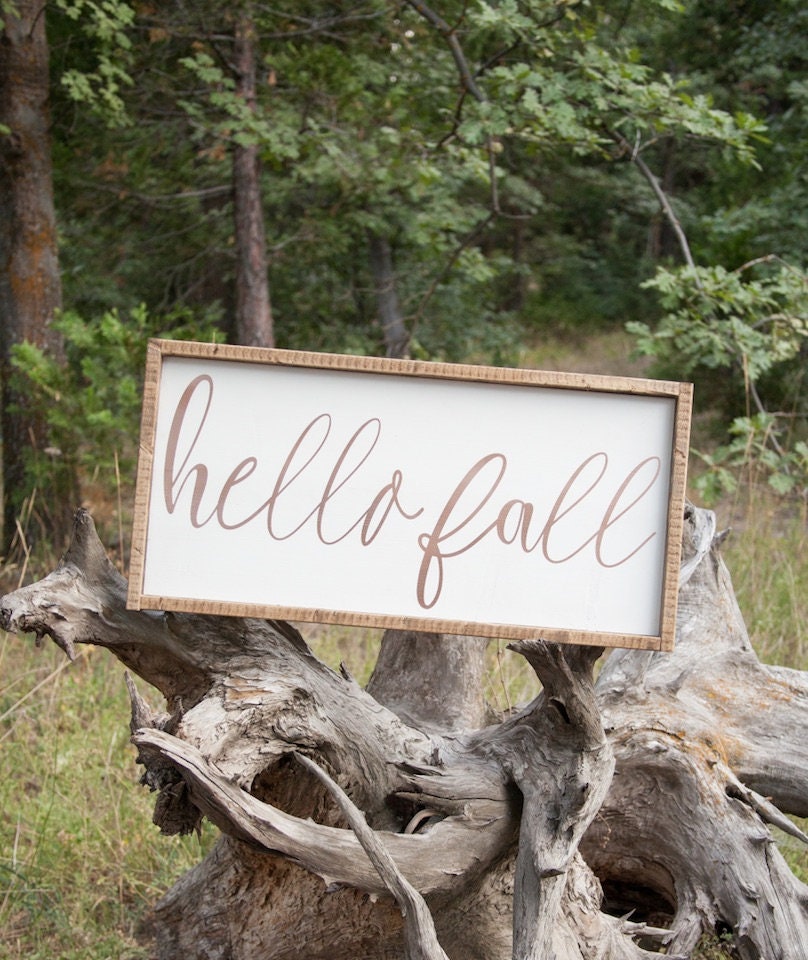 ROSE GOLD Hello Fall Wood Sign Fall Sign Fall Decor | Etsy