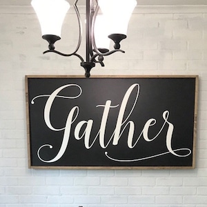 Extra Large Gather | Black Gather Sign | Gather Wood Sign | Rustic ...