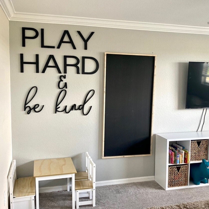Play Hard and Be Kind | Play Room Decor | Wooden Letters | Kids Room ...
