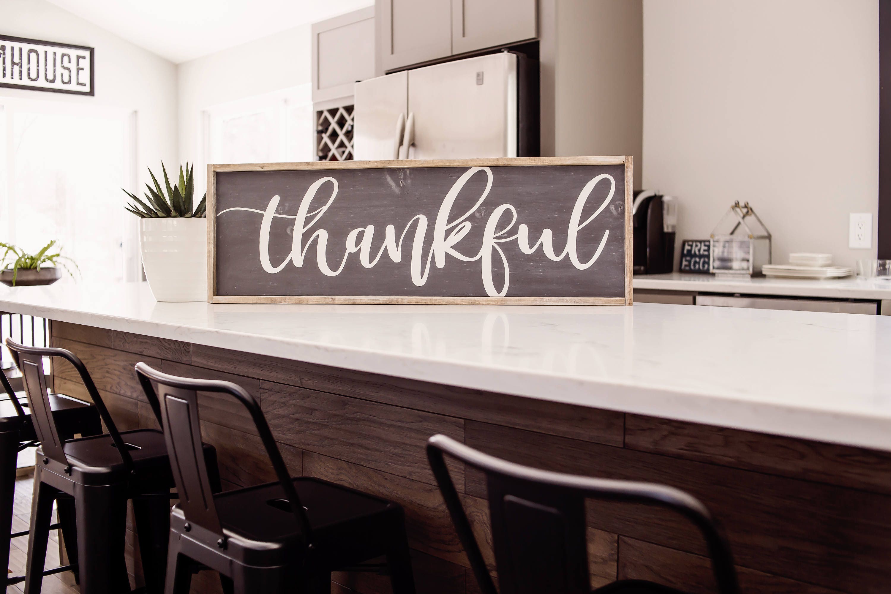Wooden Thankful Sign | Thankful Sign | Farmhouse Decor | Rustic Decor ...