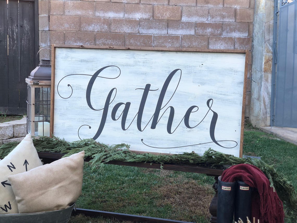 Gather Framed Gather Sign Wooden Gather Sign Farmhouse | Etsy