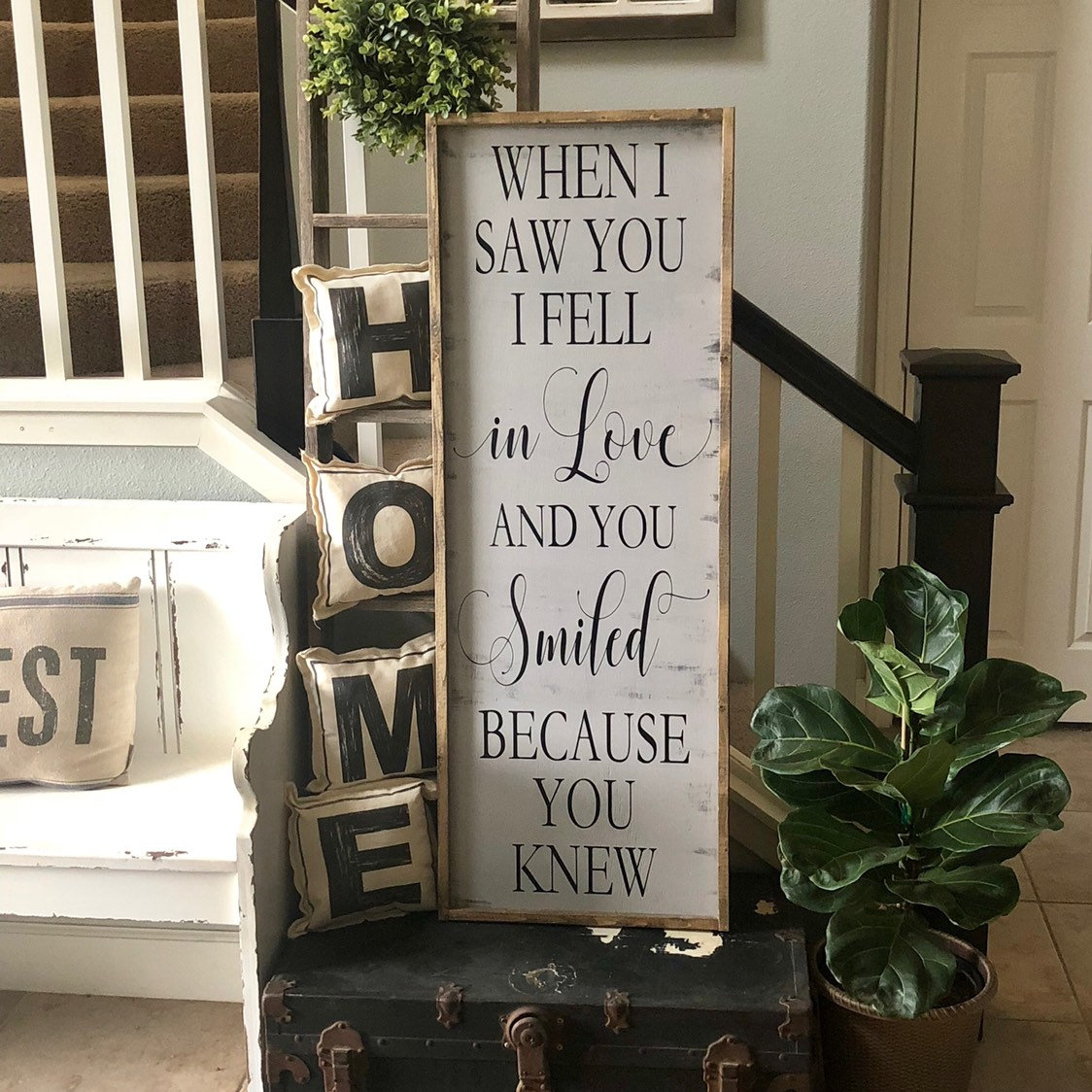 Love Quote | Wooden Love Sign | Framed Quote | When I Saw You I Fell in ...