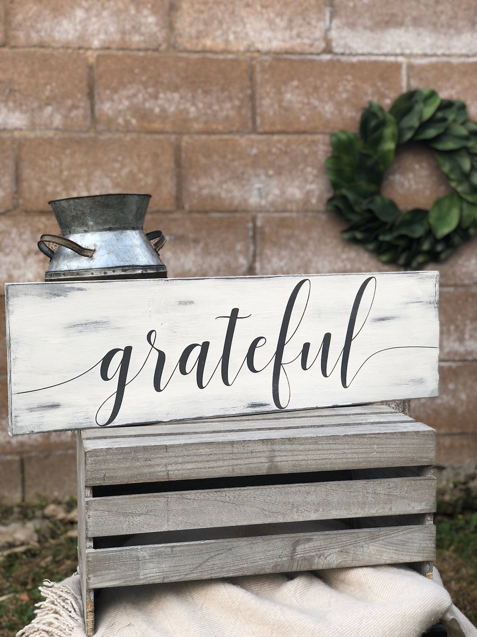 Grateful Wood Sign | Fall Decor | Distressed Fall Sign | Grateful Sign ...