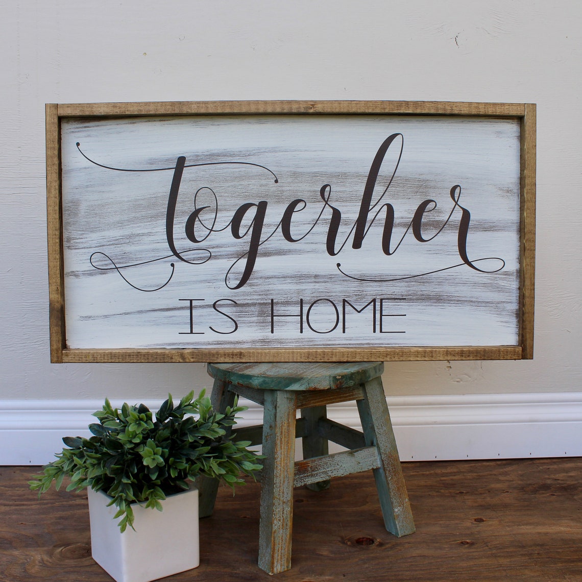 Together is Home | Framed Family Sign | Large Framed Wood Sign | Large ...