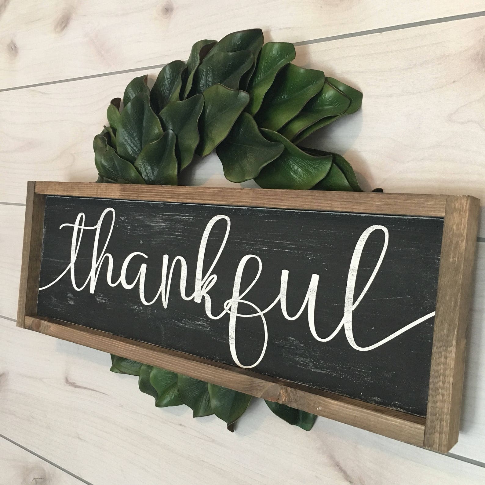 Framed Thankful Wood Sign | Farmhouse Decor | Thankful | Distressed ...